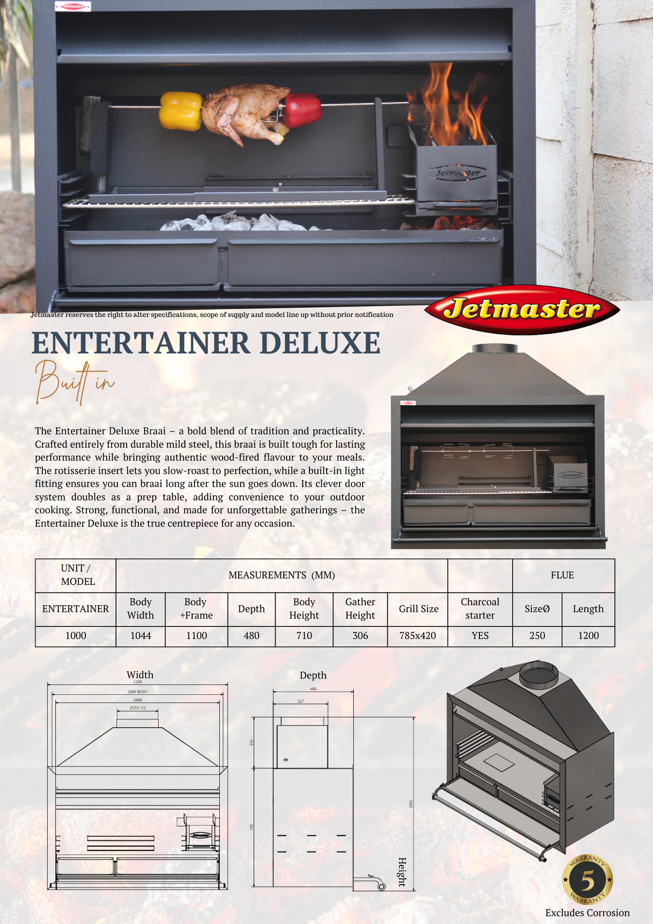 Jetmaster Entertainer 1000 Deluxe Built In Braai – www.onlinebraaishop ...
