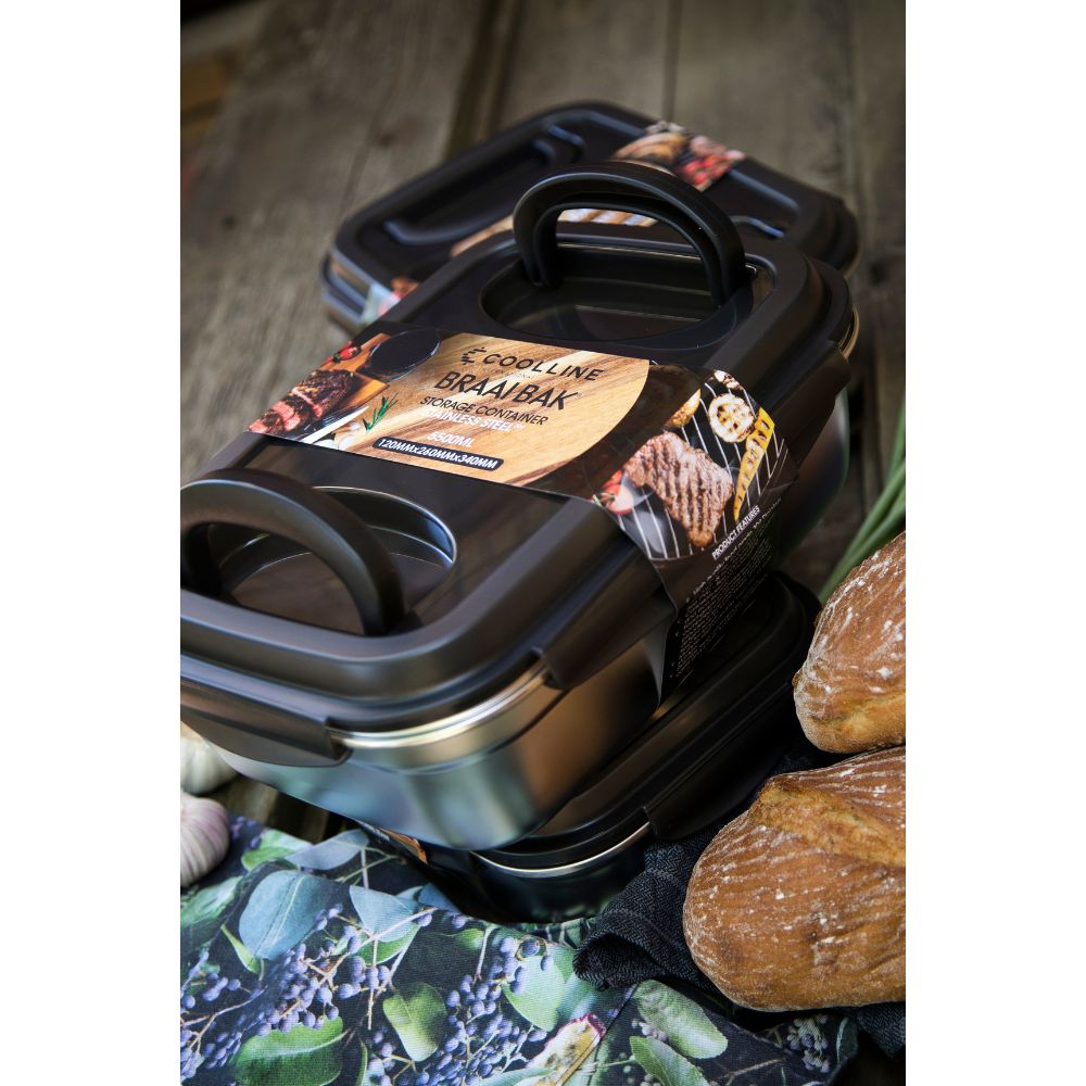 Versatile Food Storage Stainless-Steel Braai Bak - Durable lid include ...