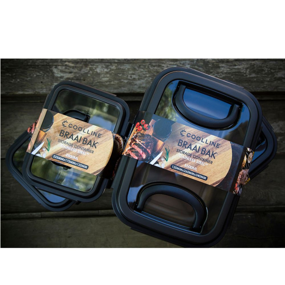 Versatile Food Storage Stainless-Steel Braai Bak - Durable lid include ...