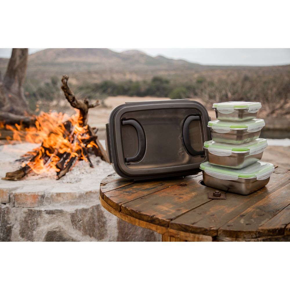 Versatile Food Storage Stainless-Steel Braai Bak - Durable lid include ...